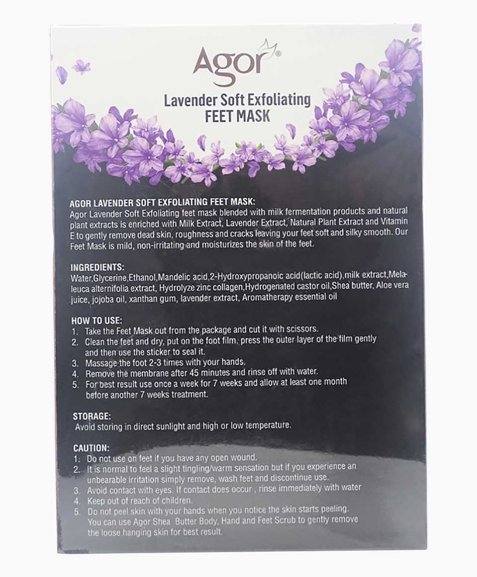masks | Agor Lavender Soft Exfoliating Feet Mask - PaksWholesale